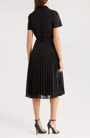 Julia Jordan Mixed Media Midi Shirt Dress