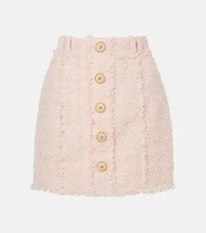 Balmain Checked Tweed Miniskirt