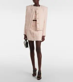 Balmain Checked Tweed Miniskirt