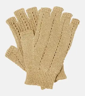 Valentino Garavani Knitted Fingerless Gloves - Gold