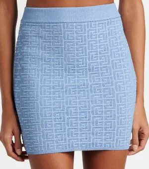 Balmain Monogram Mini Skirt - Blue
