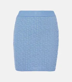 Balmain Monogram Mini Skirt - Blue