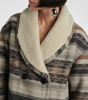 MARANT ETOILE Dorcas Faux Shearling-trimmed Pea Coat