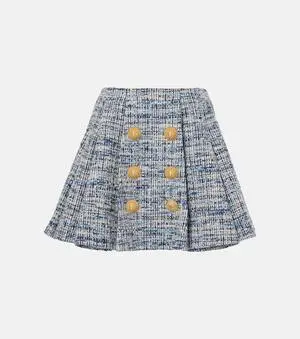 Balmain Space-dyed Cotton-blend Miniskirt - Blue