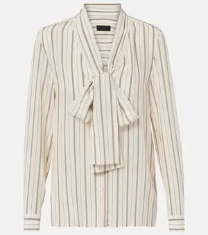 NILI LOTAN Angelique Striped Silk Blouse - Multicoloured