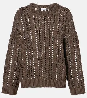 Brunello Cucinelli Jute And Cotton-blend Sweater - Brown
