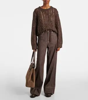 Brunello Cucinelli Jute And Cotton-blend Sweater - Brown