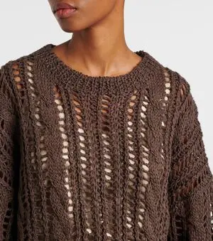 Brunello Cucinelli Jute And Cotton-blend Sweater - Brown