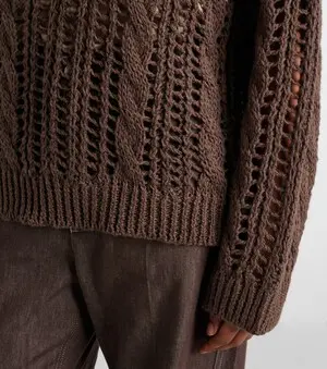 Brunello Cucinelli Jute And Cotton-blend Sweater - Brown