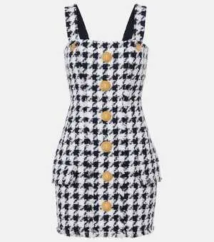 Balmain Houndstooth Tweed Mini Dress