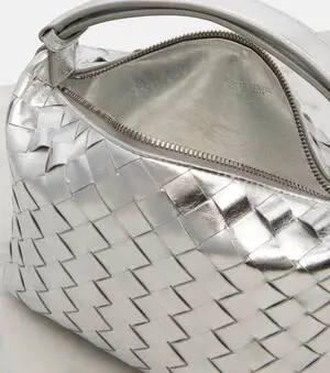 Bottega Veneta Wallace Intrecciato Leather Shoulder Bag - Silver
