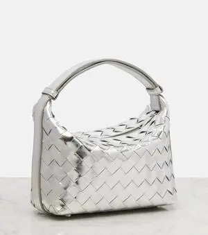 Bottega Veneta Wallace Intrecciato Leather Shoulder Bag - Silver