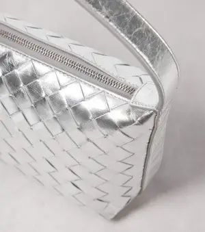 Bottega Veneta Wallace Intrecciato Leather Shoulder Bag - Silver
