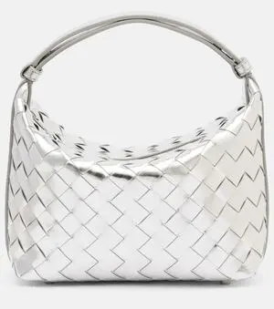 Bottega Veneta Wallace Intrecciato Leather Shoulder Bag - Silver