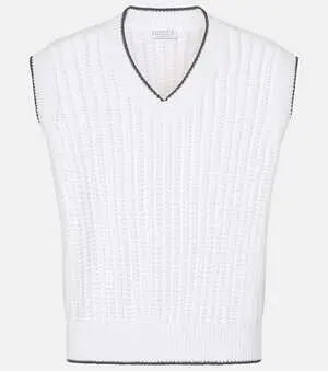 Brunello Cucinelli Cotton Sleeveless Sweater - White