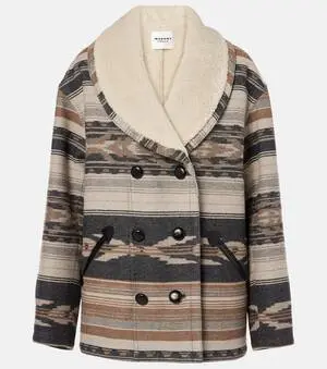 MARANT ETOILE Dorcas Faux Shearling-trimmed Pea Coat