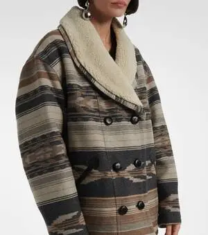 MARANT ETOILE Dorcas Faux Shearling-trimmed Pea Coat