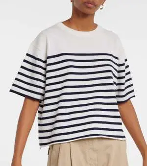 LISA YANG Cila Striped Cashmere T-shirt
