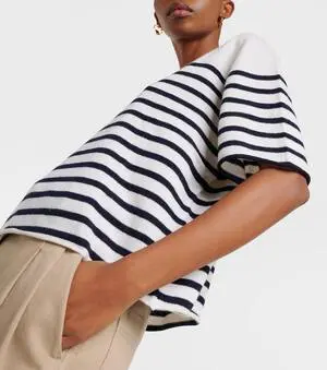 LISA YANG Cila Striped Cashmere T-shirt
