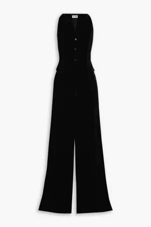 Rixo Sienna Velvet Jumpsuit - Black