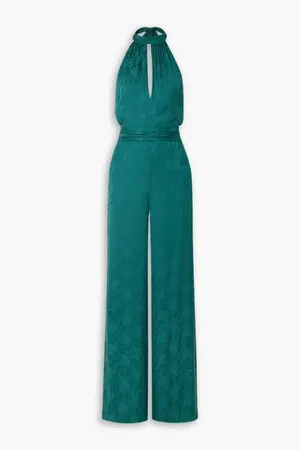 Rixo Rocky 2 Satin-jacquard Halterneck Jumpsuit