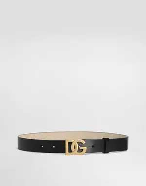 Dolce & Gabbana Calfskin Belt With Logo - Black