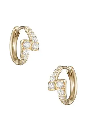 Melissa Kaye Lola Huggie Hoop Earrings - 18k Yellow Gold & Diamonds