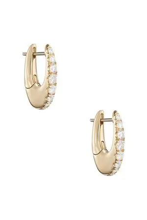 Melissa Kaye Lulu Small Hoop Earrings - 18k Yellow Gold & Diamonds