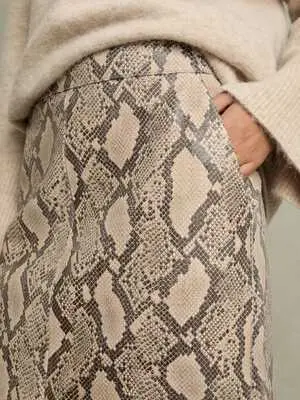 REISS Missa Snakeskin-effect Leather Pencil Skirt