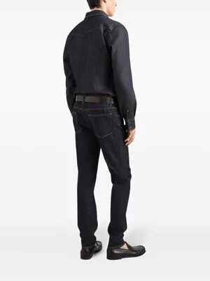 Dolce & Gabbana Logo Appliqué Tapered Jeans - Blue