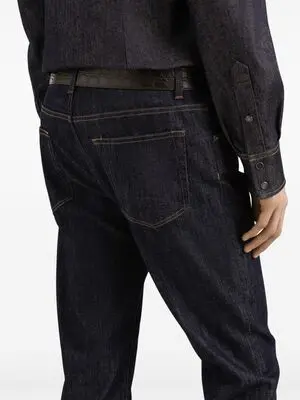 Dolce & Gabbana Logo Appliqué Tapered Jeans - Blue