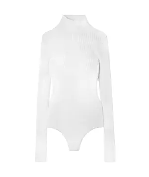 Alaïa Ribbed-knit Turtleneck Bodysuit - White