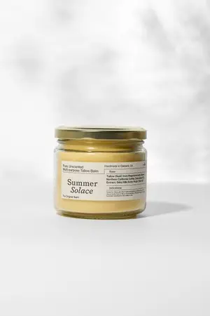 SUMMER SOLACE TALLOW Pure Unscented Bulk Tallow Balm In Glass Jar Best Value For Maximum Use - Pale Yellow