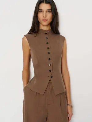REFORMATION Lottie Vest - Brown