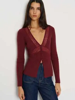 REFORMATION Sunniva Lace Cashmere Cardigan
