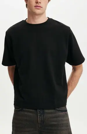 COTTON ON Cropped Fit T-shirt Black Texture