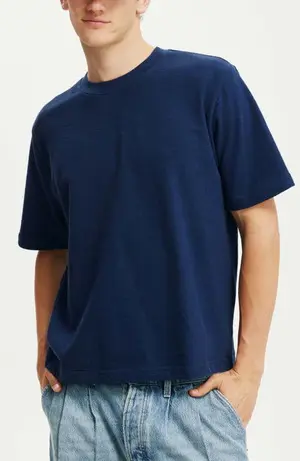 COTTON ON Cropped Fit T-shirt Indigo Terry