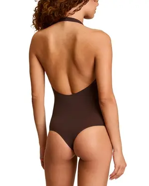 Commando Ballet Deep Plunge Halter Bodysuit - Espresso