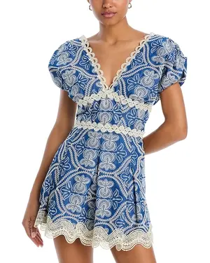 Waimari Cassandra Embroidered Mini Dress