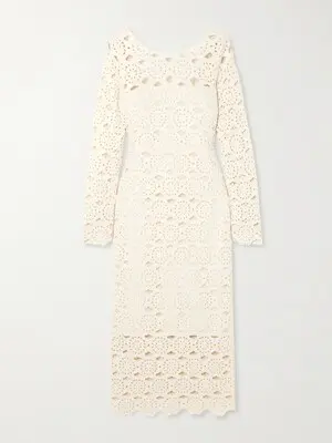 Cara Cara Marsielle Crocheted Cotton Midi Dress - Neutrals