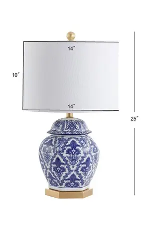 JONATHAN Y Gretchen Ginger Jar Ceramic/metal Led Table Lamp - Blue/white