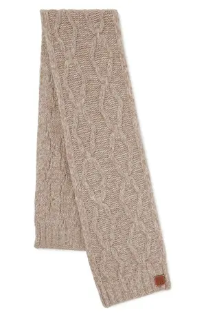 Mulberry Pimlico Cable Knit Lambswool Scarf - Eggshell/ Maple