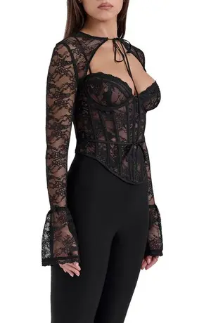 House Of Cb Lace Corset Top With Bolero