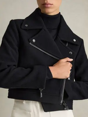 REISS Arlow Wool-blend Biker Jacket