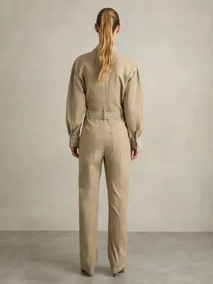 REISS Mara Cotton Corduroy Tapered Jumpsuit