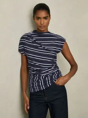 REISS Dillon Stripe-print Draped Top