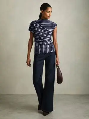 REISS Dillon Stripe-print Draped Top