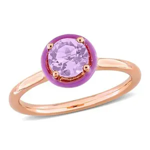 JULIANNA B. Gemstone And Enamel Solitaire Ring - Amethyst/rose-plated