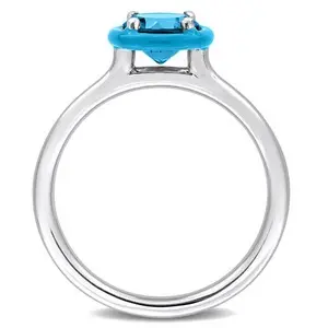 JULIANNA B. Gemstone And Enamel Solitaire Ring - Blue Topaz/sterling Silver