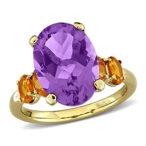 JULIANNA B. Gemstone Oval 5-stone Ring In Sterling Silver - Amethyst/citrine